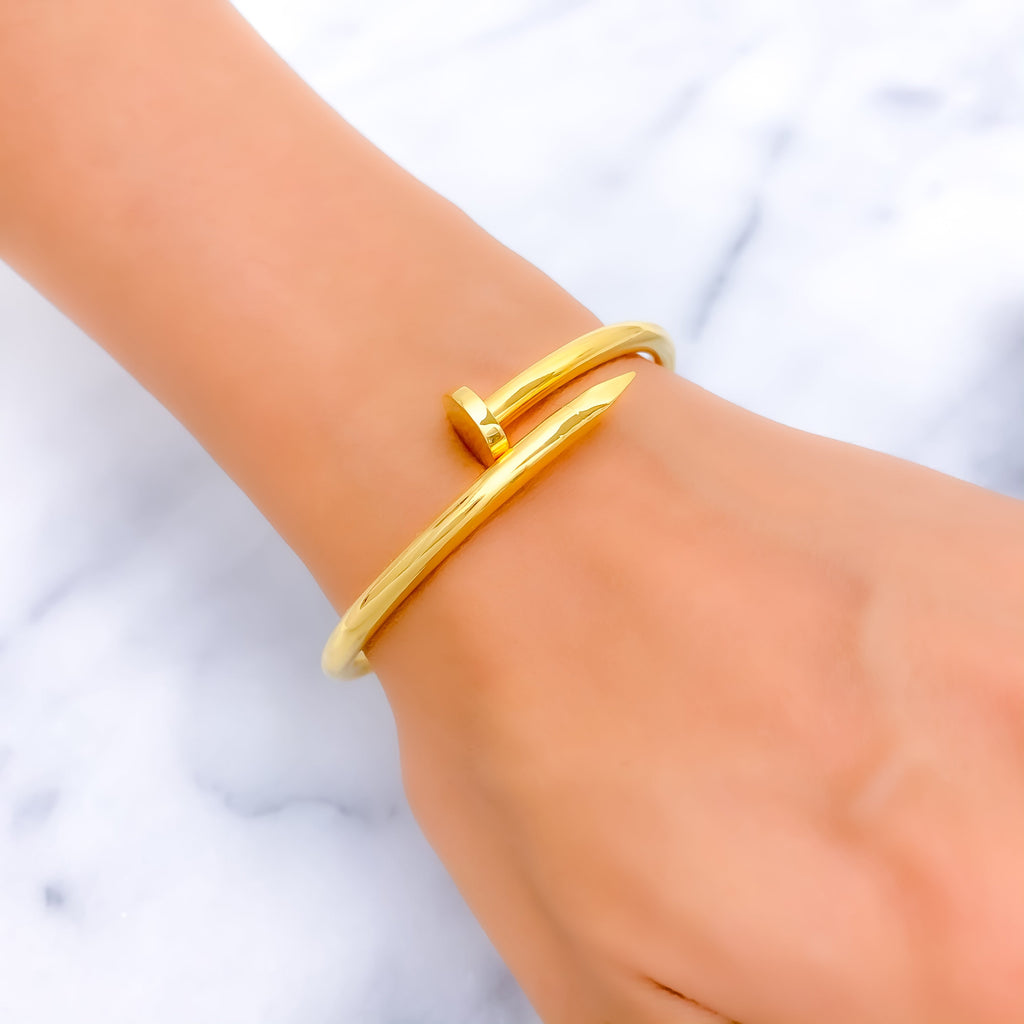 Lightweight 22K Gold Nail Bangle Bracelet – Andaaz Jewelers