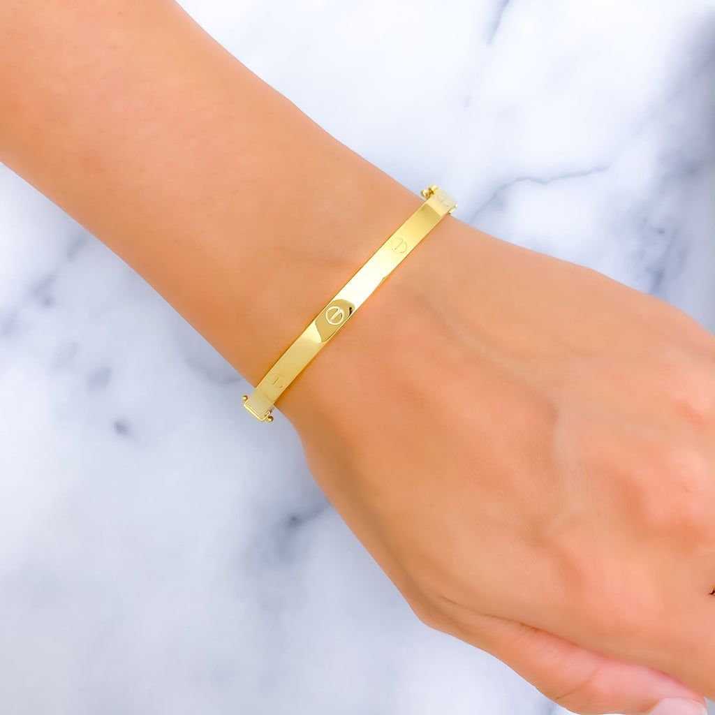 Stylish 22K Gold Thin Screw Bangle Bracelet – Andaaz Jewelers