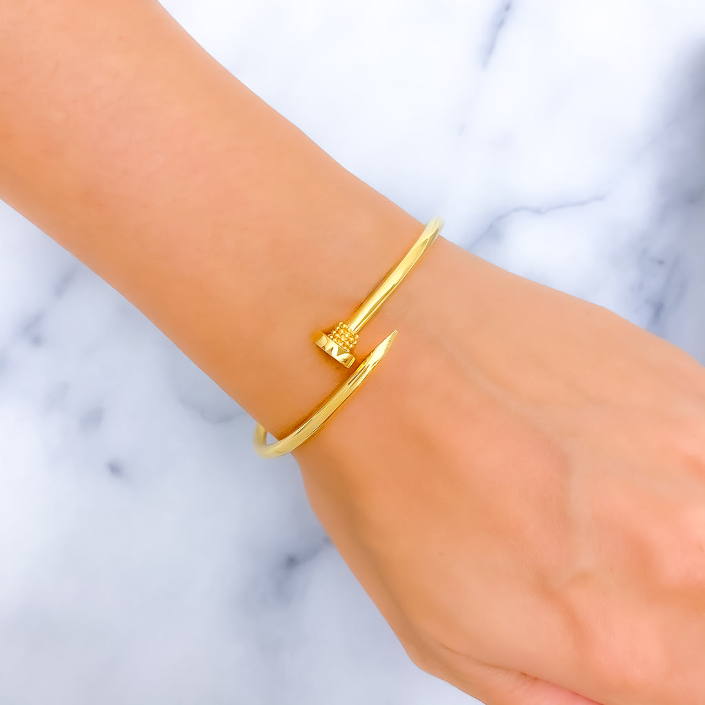 Trendy Tasteful 22K Gold Nail Bangle Bracelet – Andaaz Jewelers