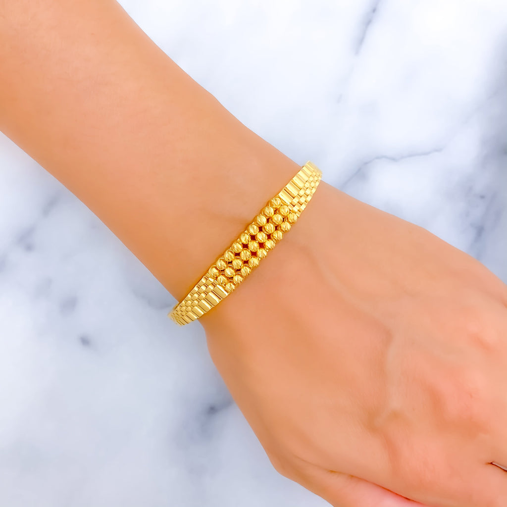 Fancy Beaded 22k Gold Bangle Bracelet – Andaaz Jewelers