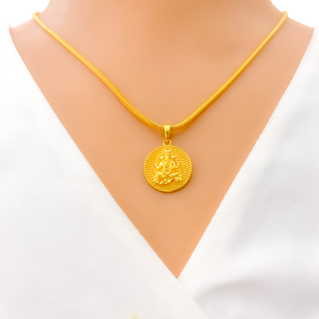 Opulent 22k Gold Coin Ganesh Pendant – Andaaz Jewelers