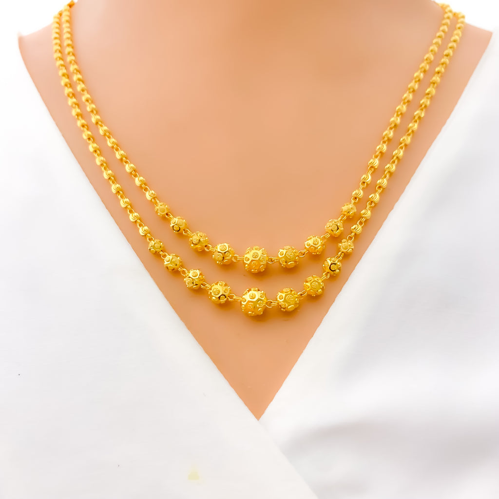 Sleek Sparkling 22k Gold Two Lara Necklace – Andaaz Jewelers