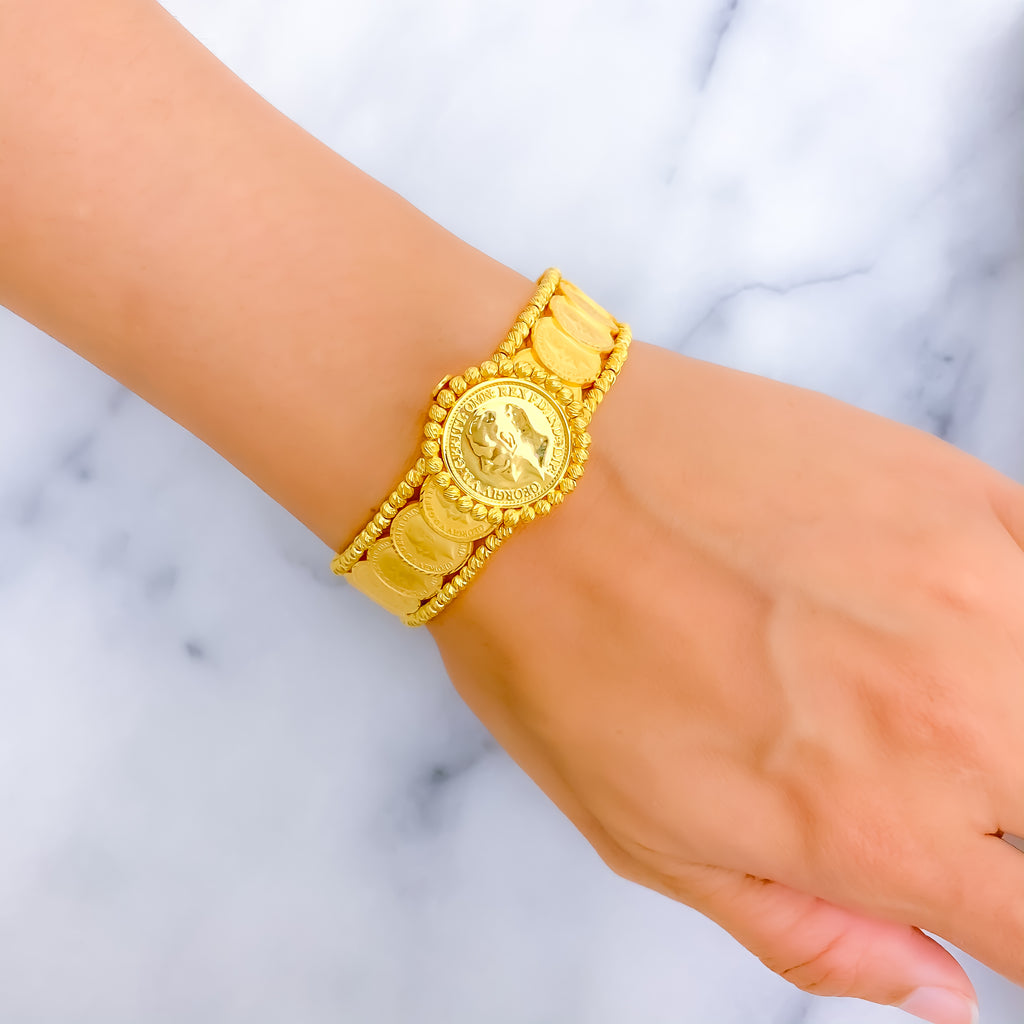 Engraved Fancy 21k Gold Bangle Bracelet – Andaaz Jewelers