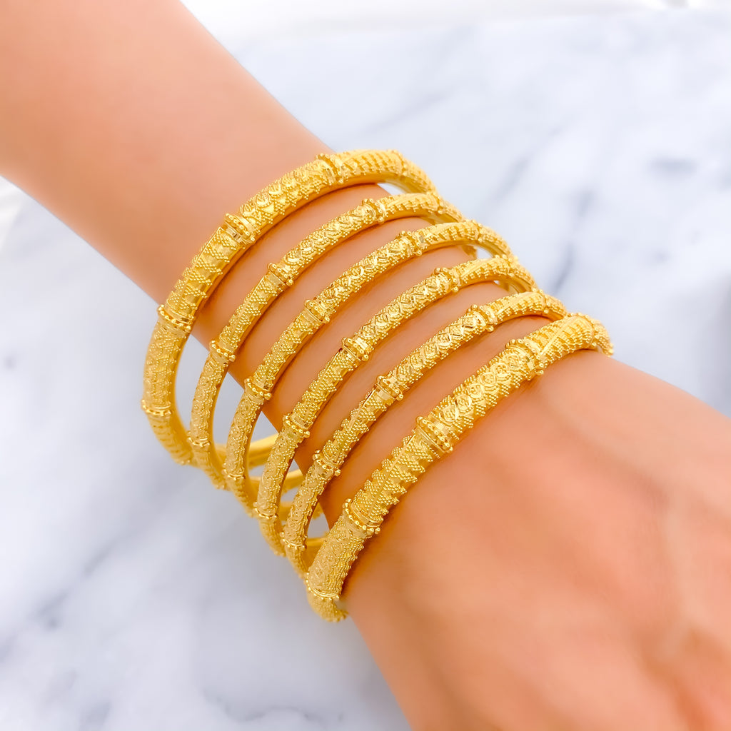 Tasteful Fine Beaded 22k Gold Pipe Bangle Set – Andaaz Jewelers