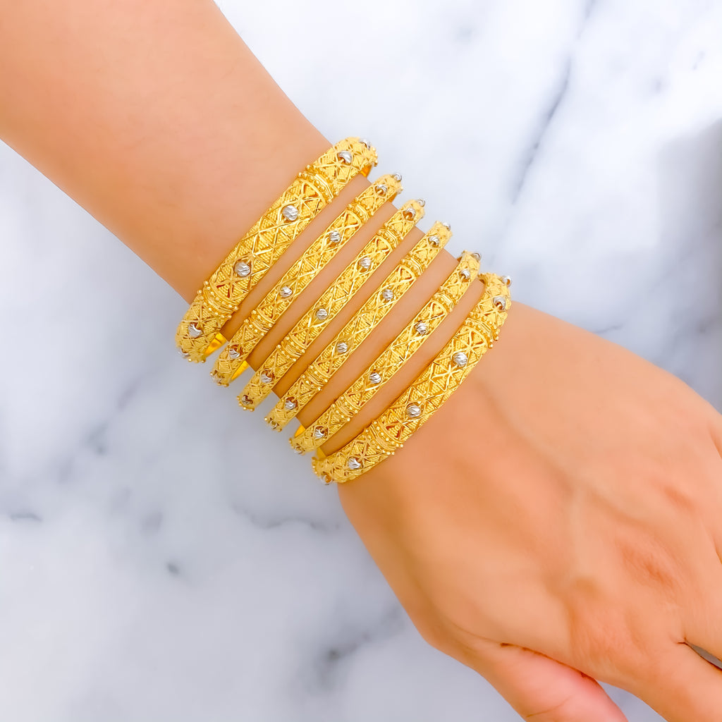 Unique Grand Two-Tone Orb 22k Gold Bangle Set – Andaaz Jewelers