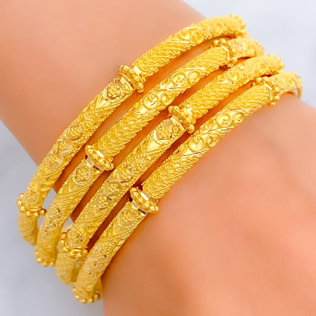 Delightful Wavy Vine 22k Gold Pipe Bangles – Andaaz Jewelers