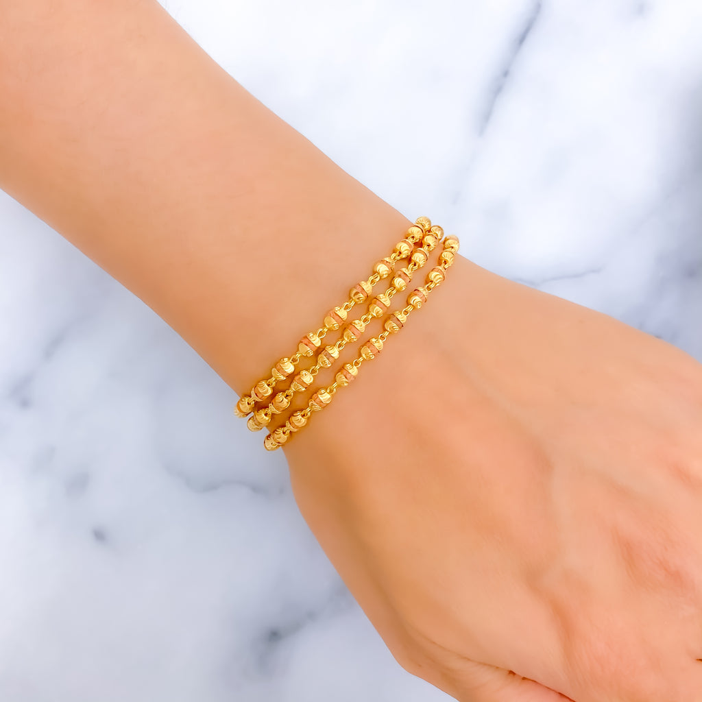 Grand Three Row 22k Gold Tulsi Bracelet – Andaaz Jewelers
