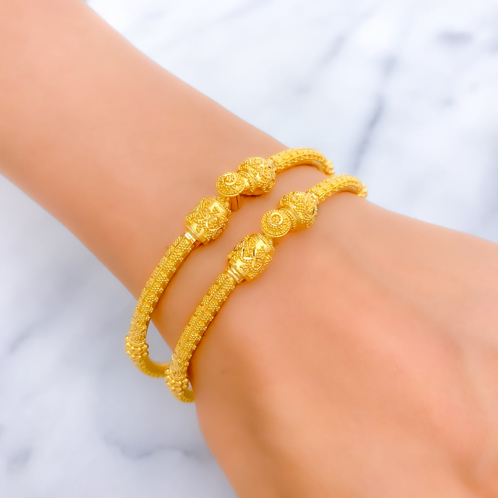 Lavish Beadwork 22k Gold Pipe Bangles – Andaaz Jewelers