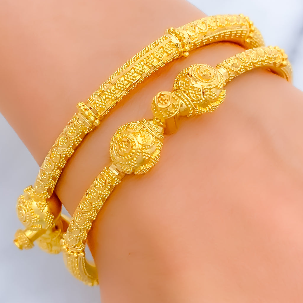 Palatial Draped 22k Gold Pipe Bangles – Andaaz Jewelers