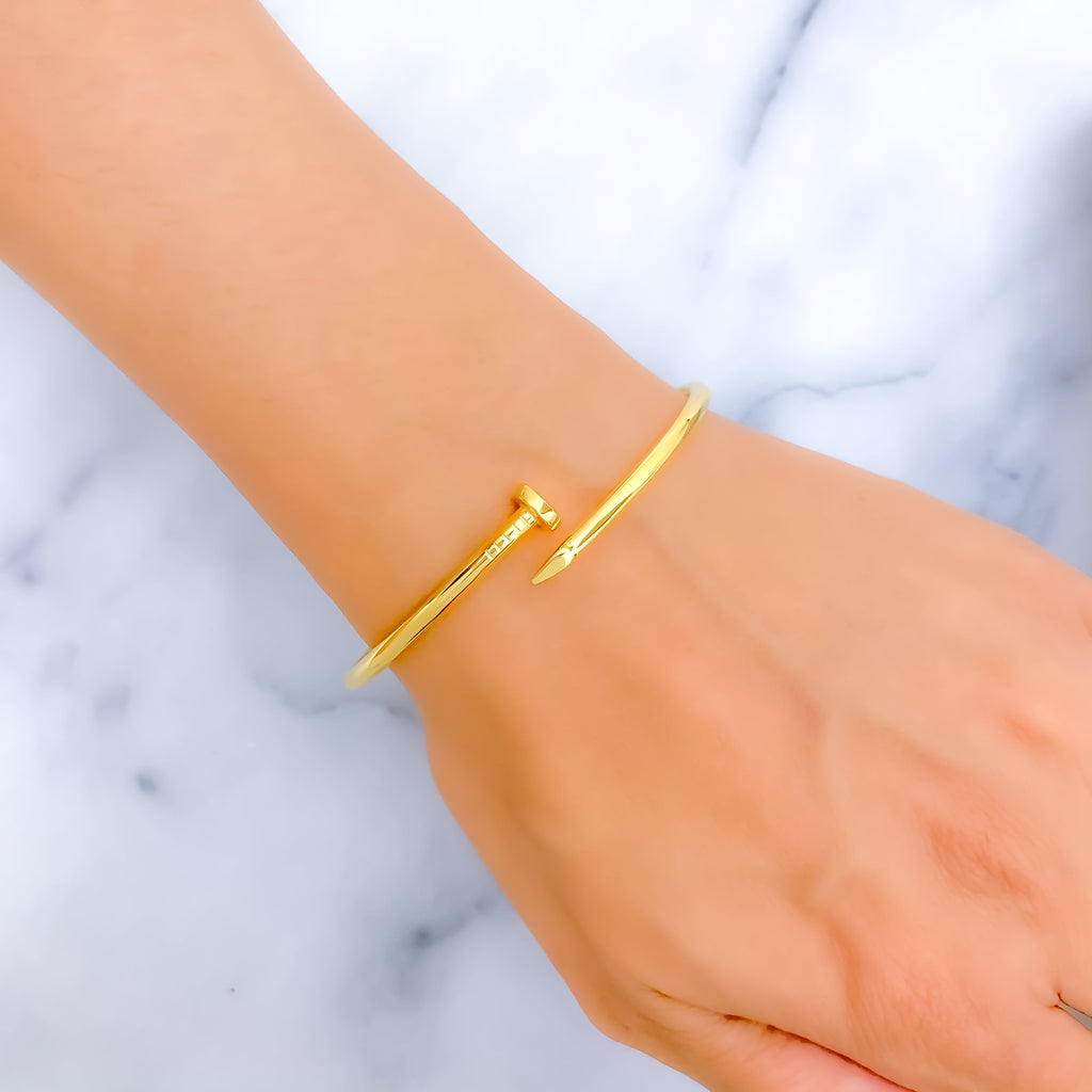 Lustrous 21k Gold Nail Bangle Bracelet – Andaaz Jewelers