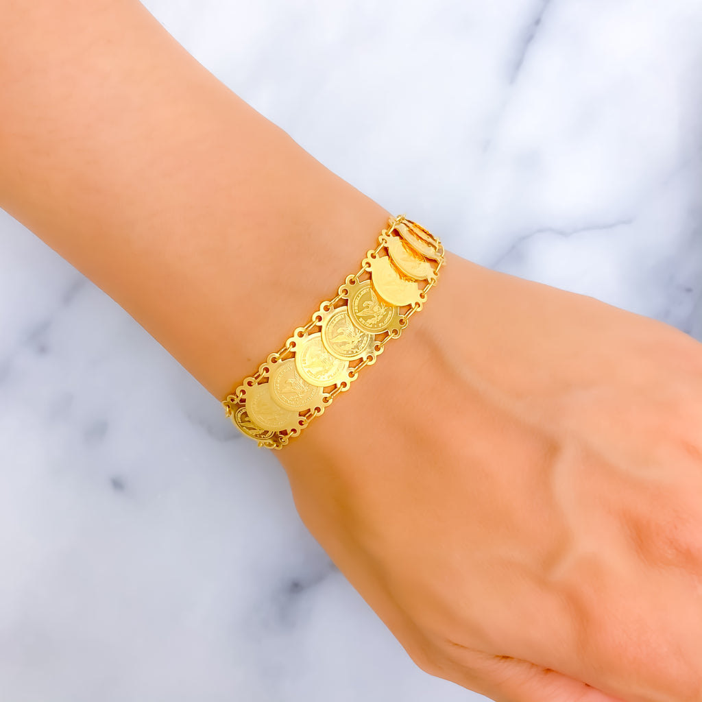 Opulent Beautiful 21k Gold Coin Bracelet – Andaaz Jewelers
