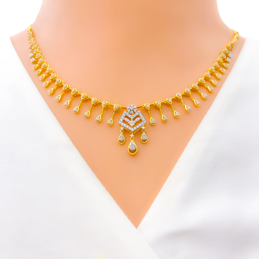 Delicate Drop Diamond + 18k Gold Necklace Set – Andaaz Jewelers