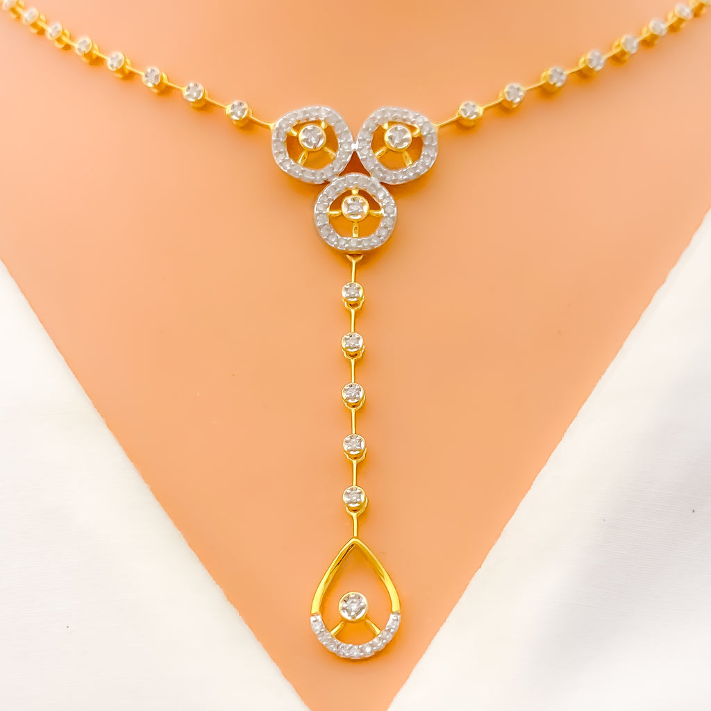 Posh Triple Halo Diamond + 18k Gold Necklace Set – Andaaz Jewelers