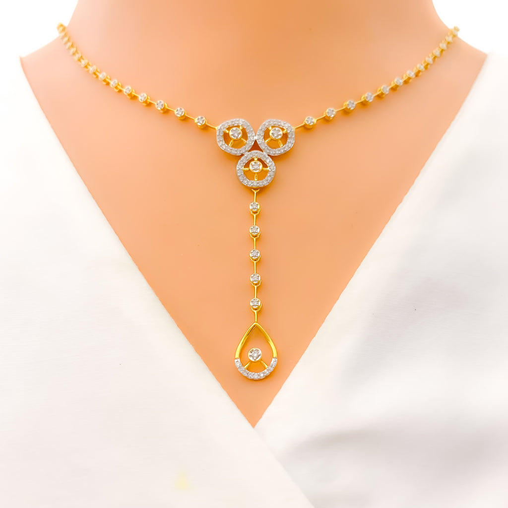 Posh Triple Halo Diamond + 18k Gold Necklace Set – Andaaz Jewelers