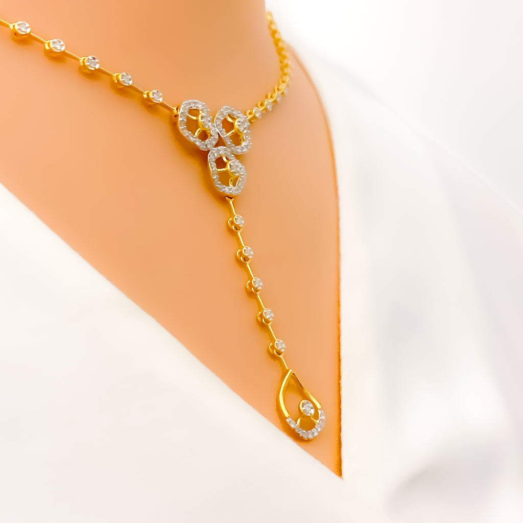 Posh Triple Halo Diamond + 18k Gold Necklace Set – Andaaz Jewelers