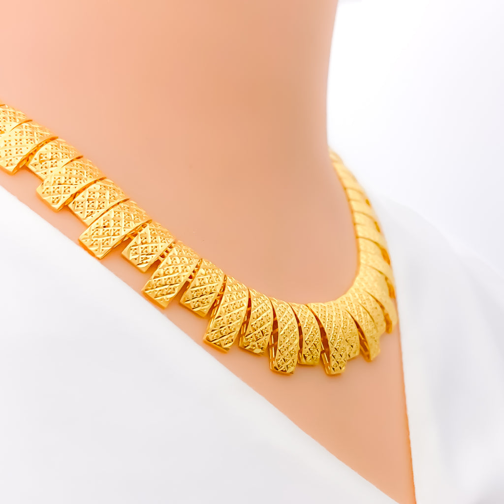 Contemporary Mesh 22K Gold Necklace Set – Andaaz Jewelers