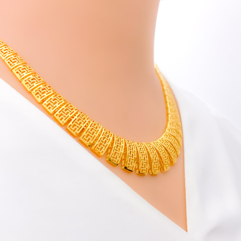 Upscale 22K Gold Jali Necklace Set – Andaaz Jewelers