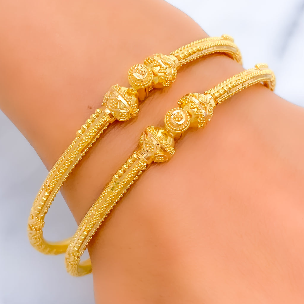 Dapper Detailed 22k Gold Pipe Bangles – Andaaz Jewelers