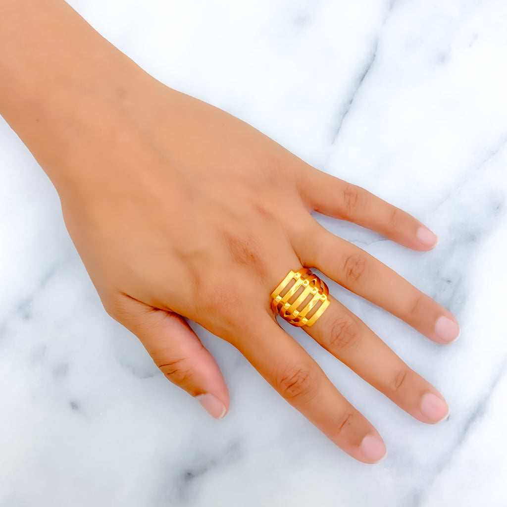 Decadent Draped 22k Gold Block Ring – Andaaz Jewelers