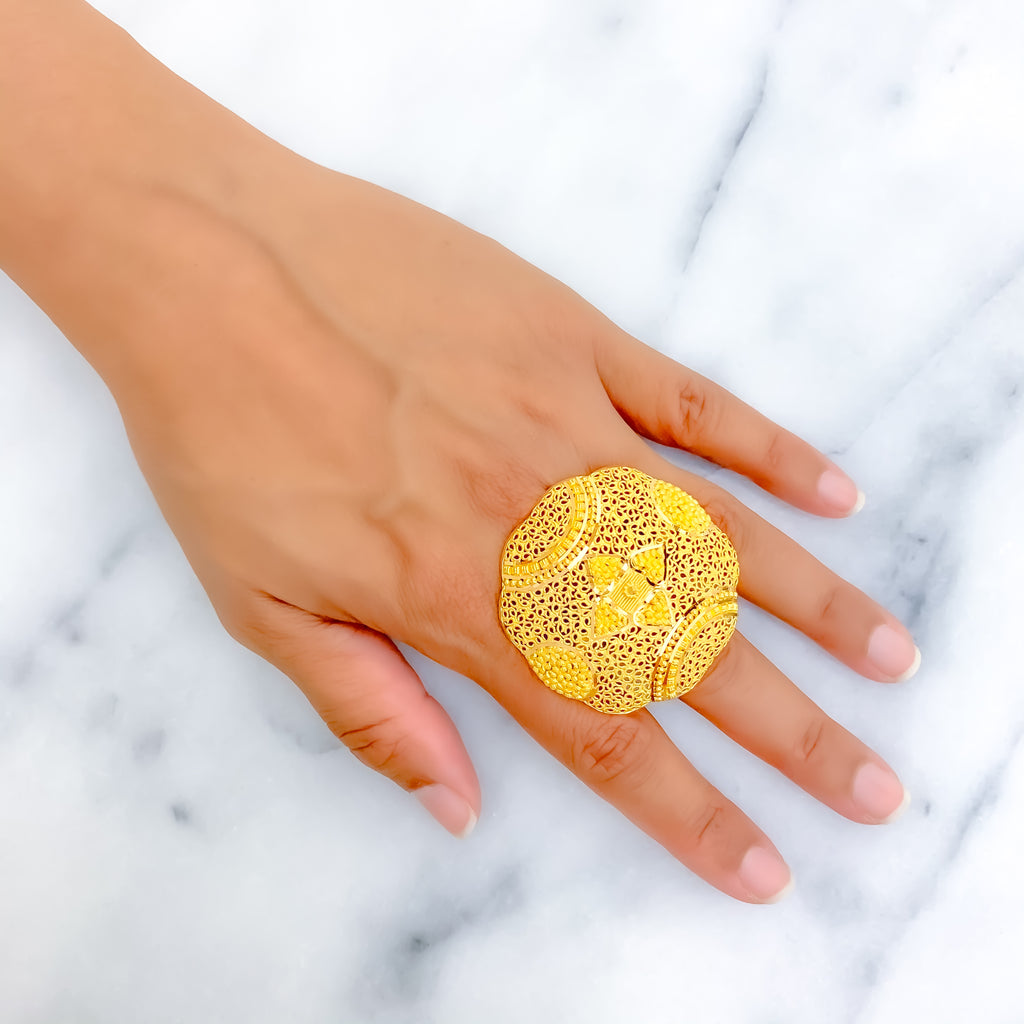 Regal Exquisite Filigree 22k Gold Statement Ring – Andaaz Jewelers
