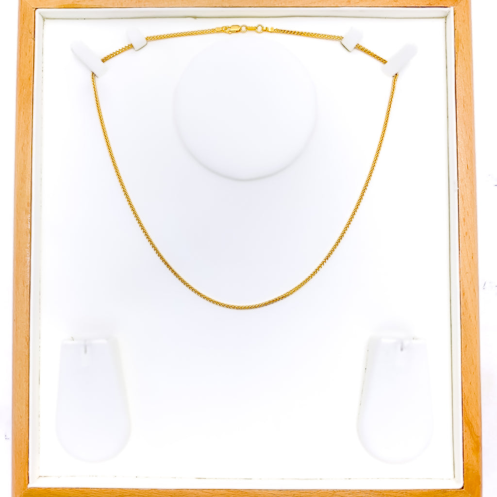 Thin Fancy Wheat Fox 22K Gold Chain - 18" – Andaaz Jewelers