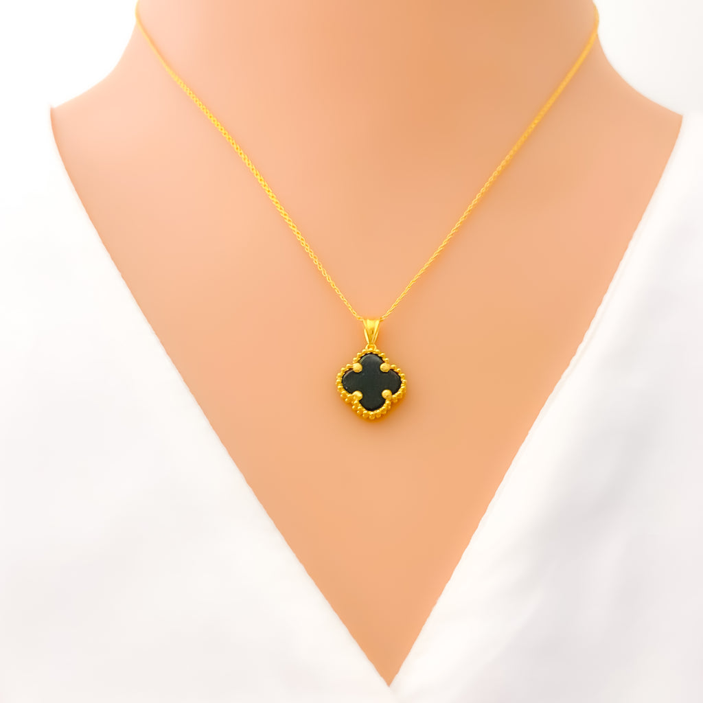 Bold Classic 21k Gold Clover Pendant W/Chain – Andaaz Jewelers