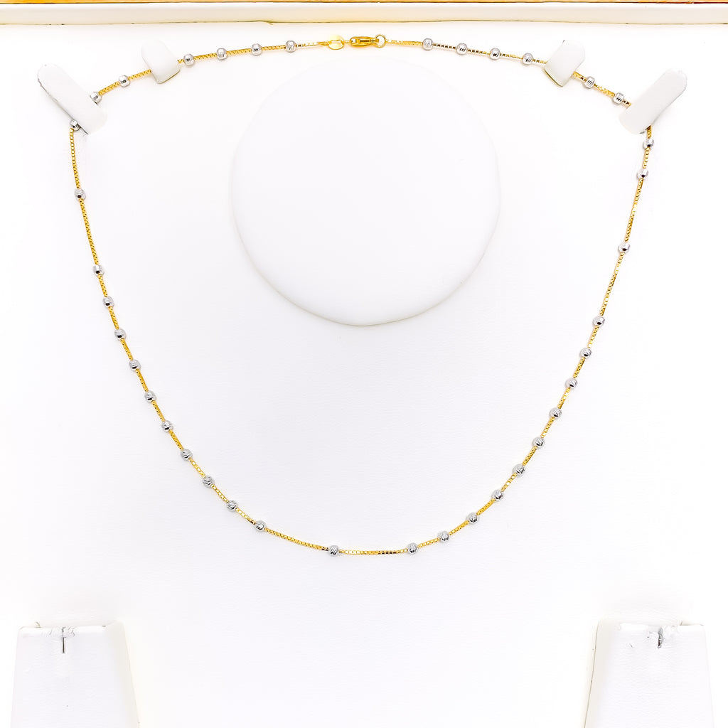Noble Classy Two-Tone Bead Chain - 18" – Andaaz Jewelers