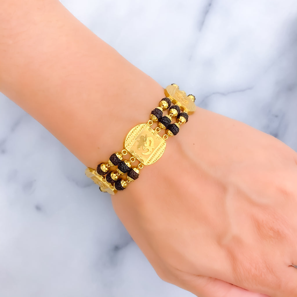 Unique Bold 22k Gold OM Rudraksh Bracelet – Andaaz Jewelers