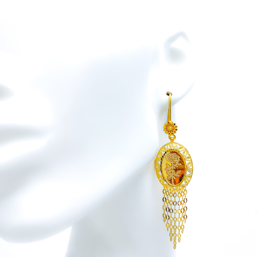 Mesmerizing Oval 21k Gold Coin Hanging Earrings – Andaaz Jewelers