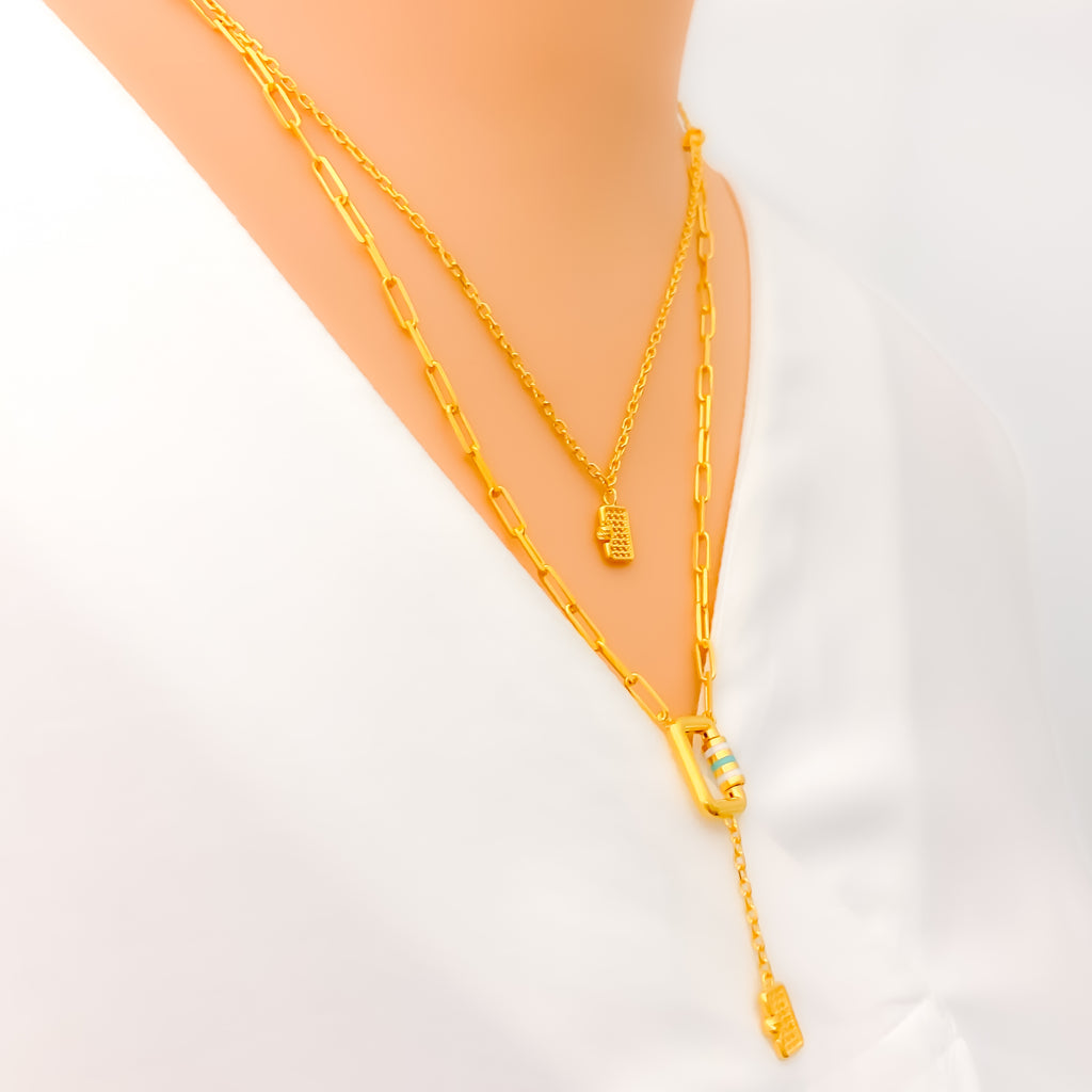 Gleaming Opulent 21k Gold Dual Necklace Set – Andaaz Jewelers