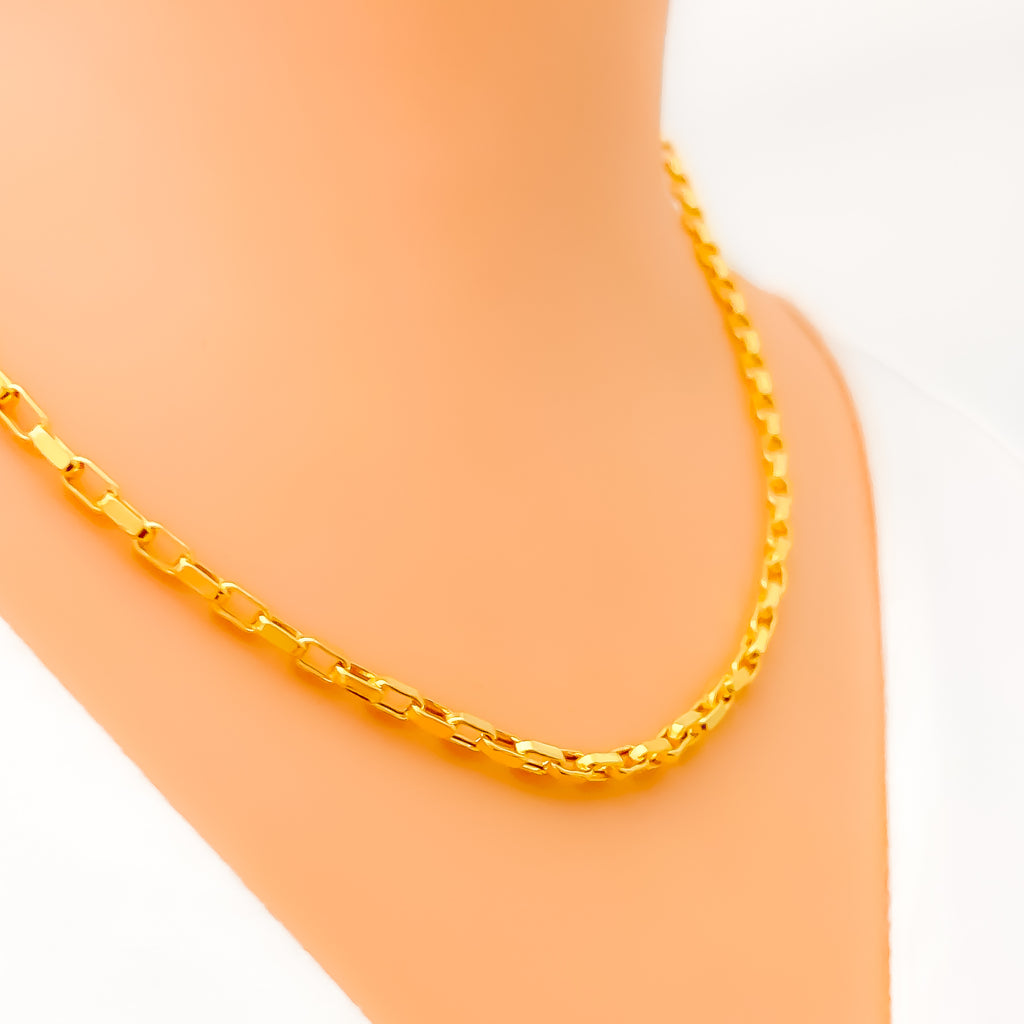 Light Hollow Rectangular Link 22K Gold Chain - 16" – Andaaz Jewelers