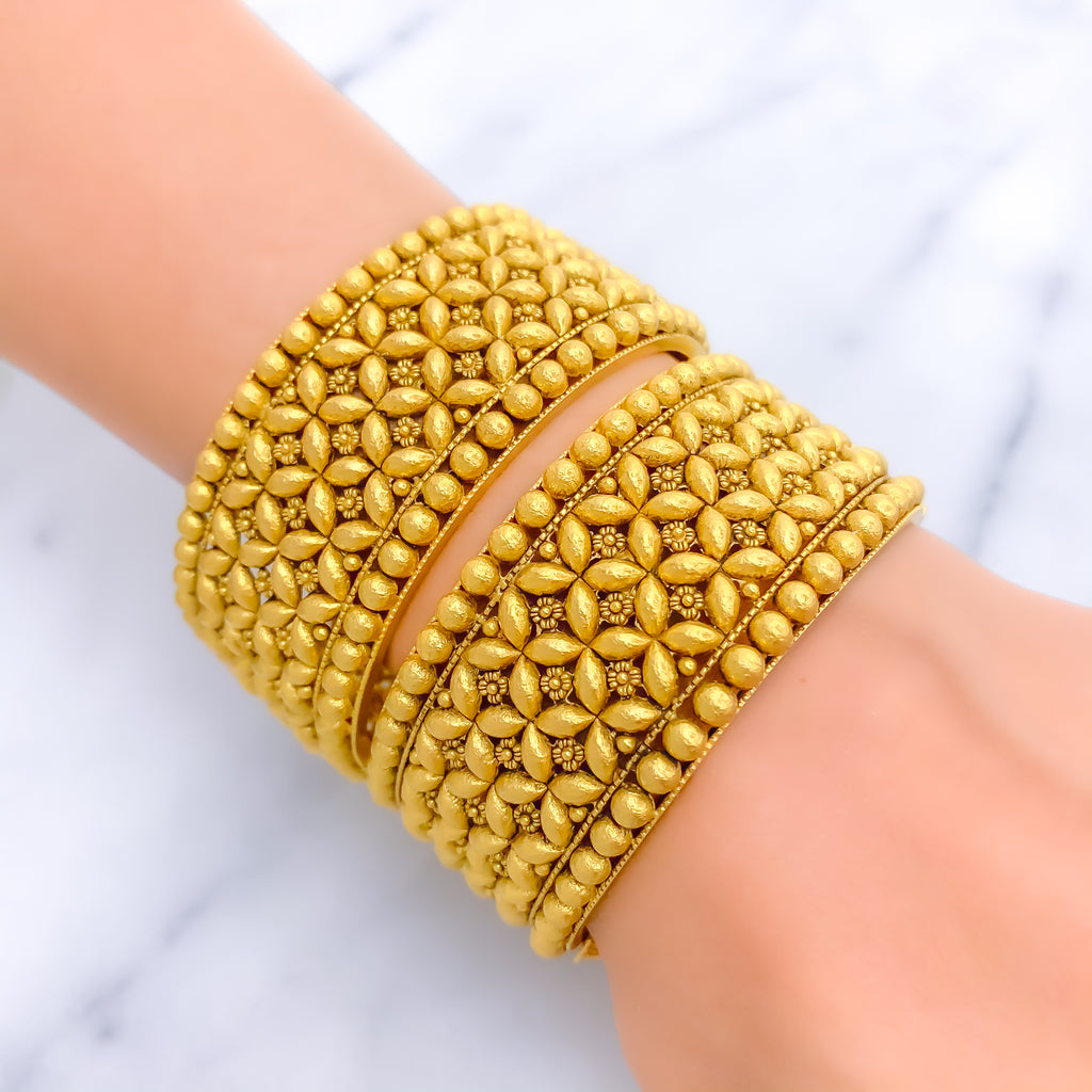 Imperial Glowing 22k Gold Antique Statement Bangles – Andaaz Jewelers
