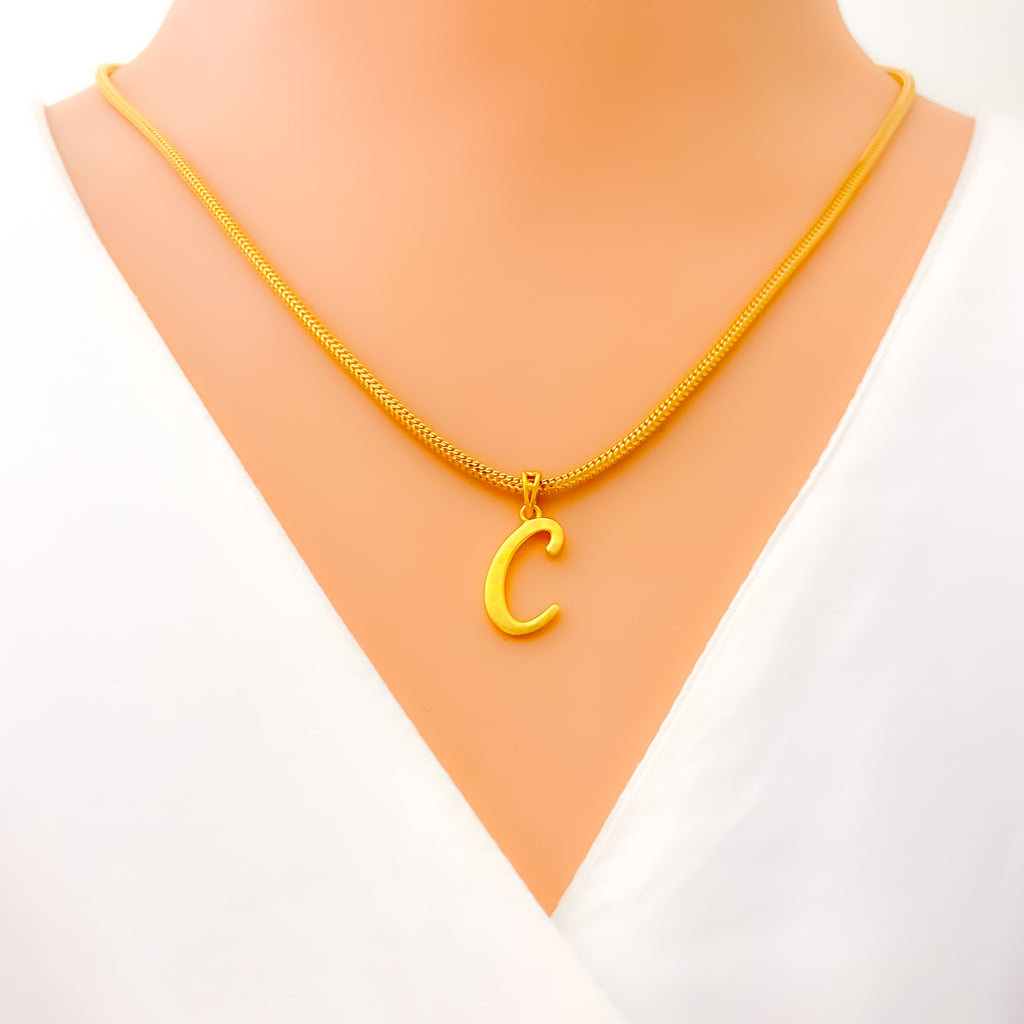 Dainty Petite C 22k Gold Letter Pendant – Andaaz Jewelers