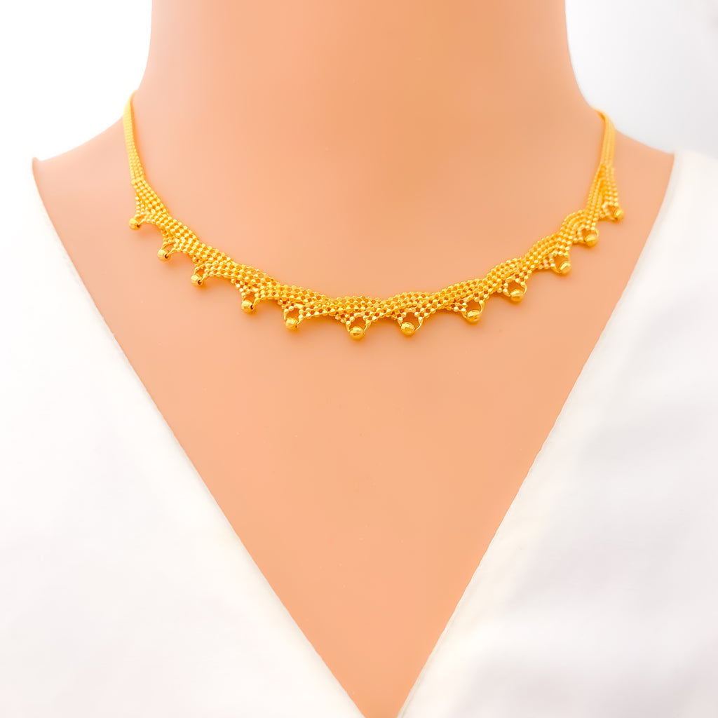 Opulent Gleaming 22K Gold Overlapping Necklace Set – Andaaz Jewelers
