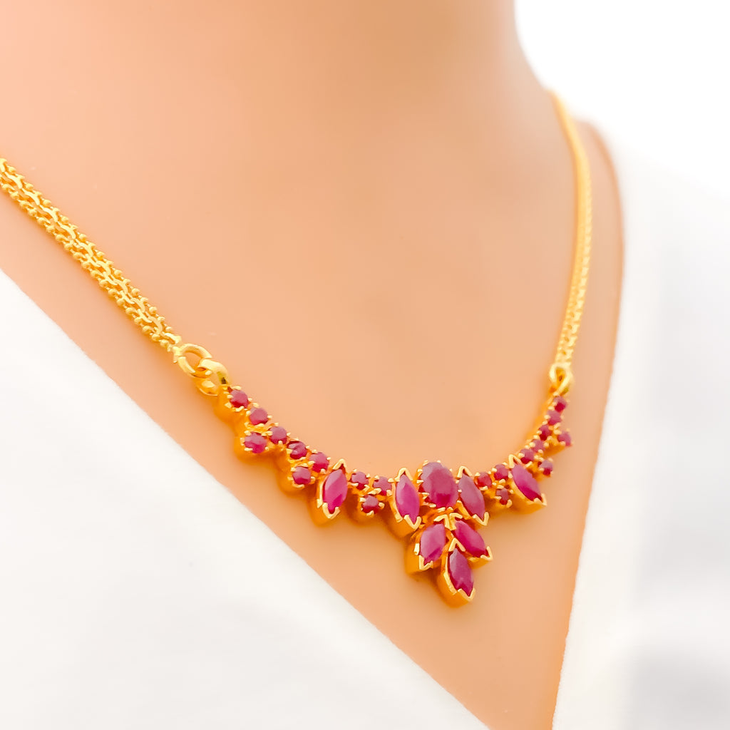 Lovely Luscious 22k Gold Ruby Necklace Set – Andaaz Jewelers