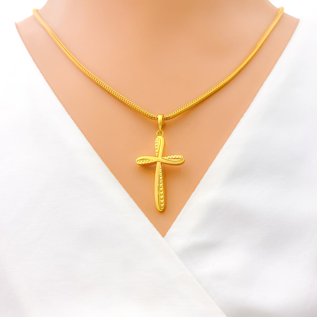 Posh Flowy 22k Gold Cross Pendant – Andaaz Jewelers