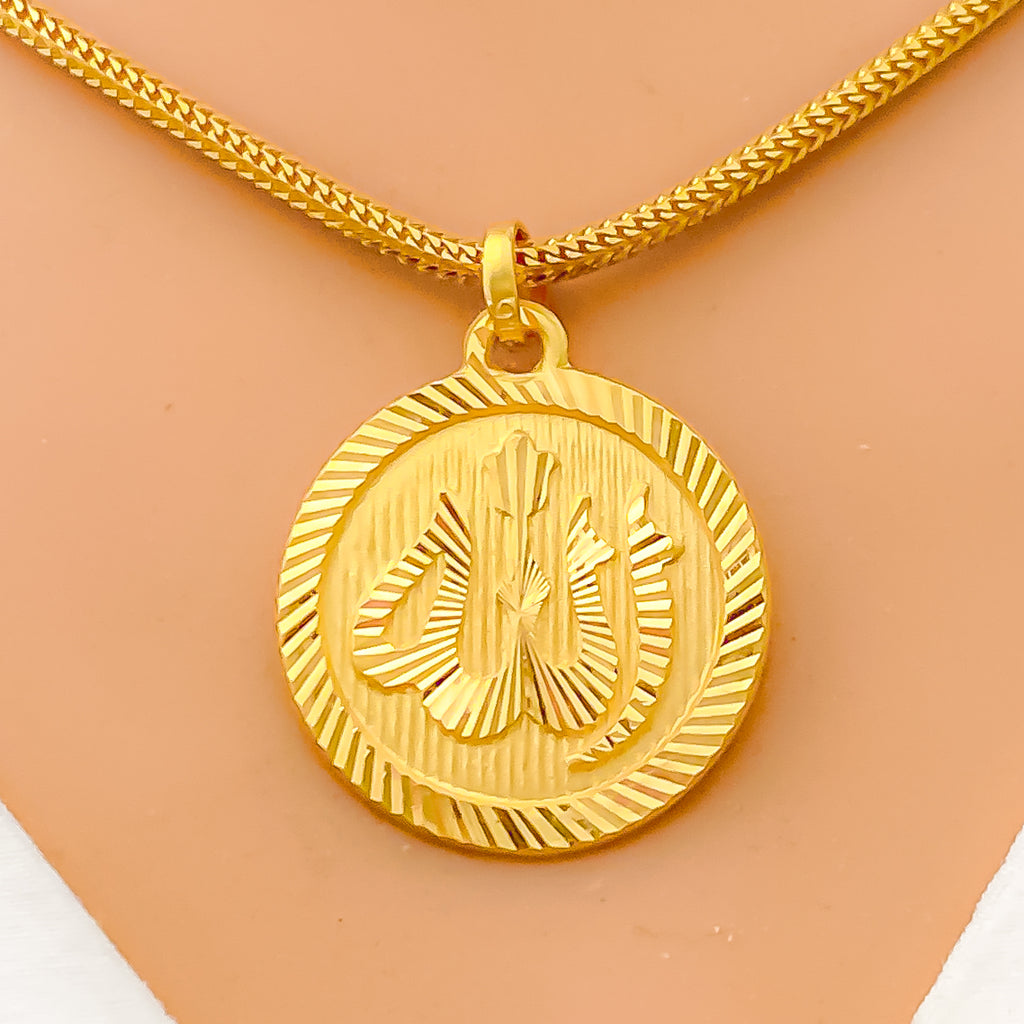 Striped Dual Finished 22k Gold Allah Pendant – Andaaz Jewelers