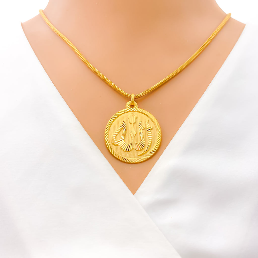 Exquisite Striking 22k Gold Allah Pendant – Andaaz Jewelers
