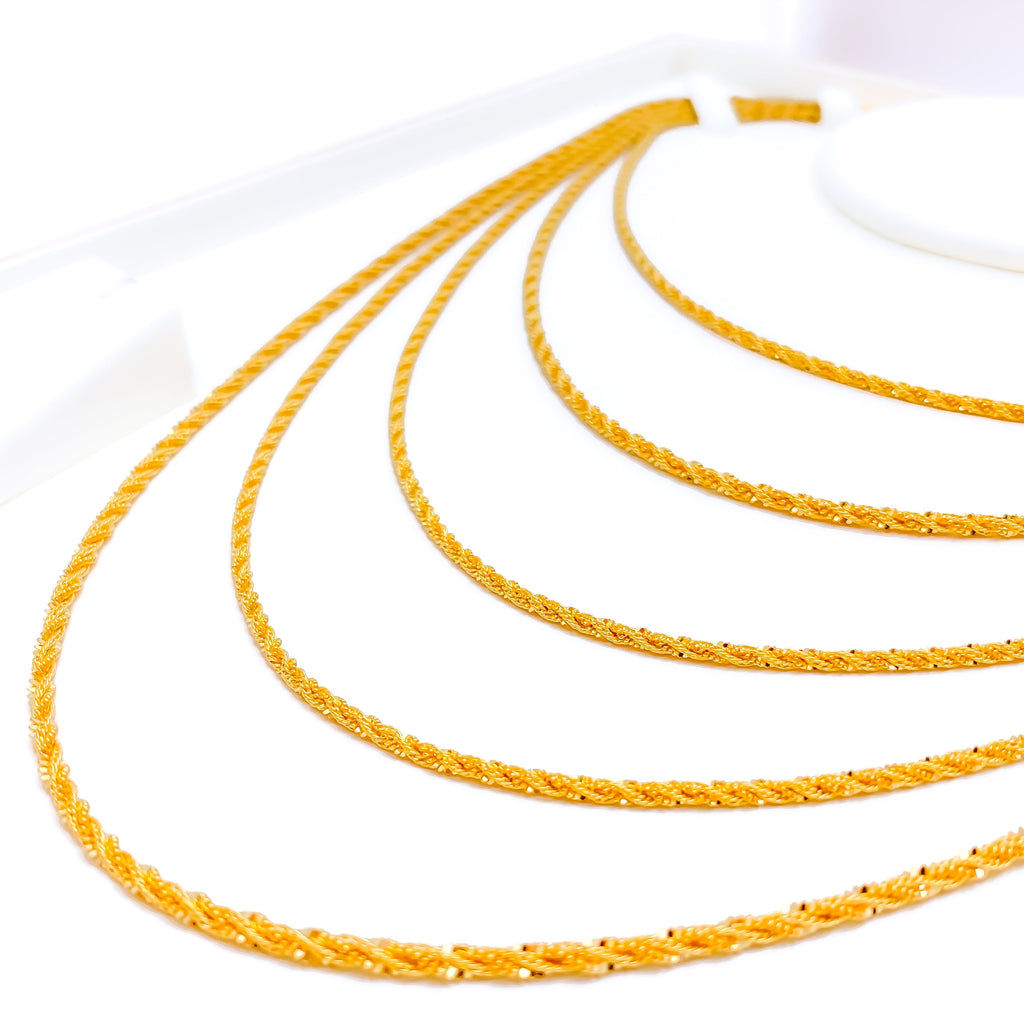 Slender Fancy Braided Rope 22K Gold Chain - 16" – Andaaz Jewelers