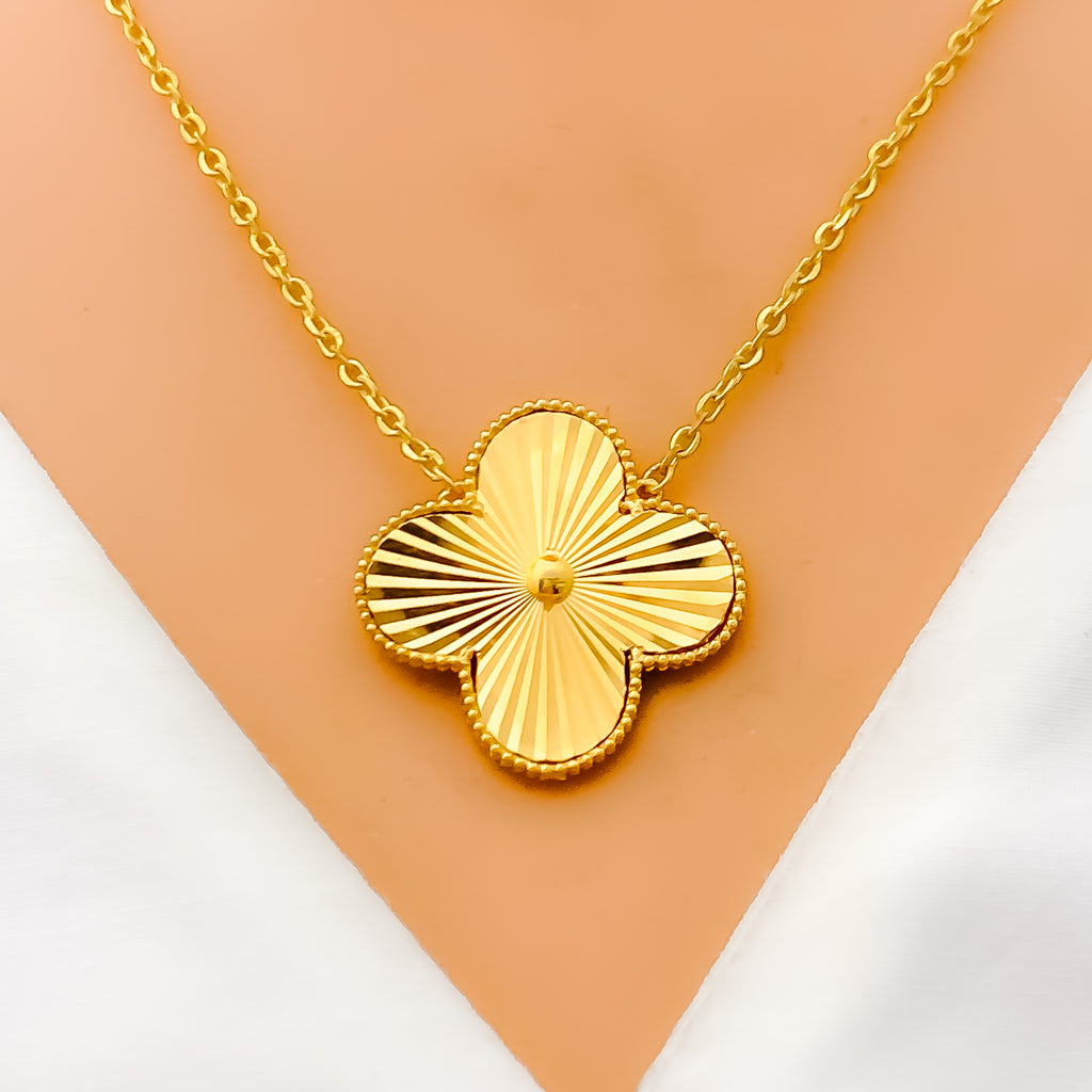 Classic Large Gold Clover 21k Necklace Set – Andaaz Jewelers