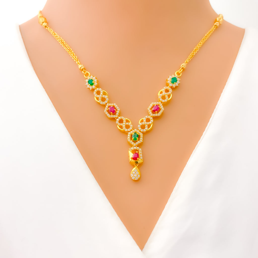 Colorful Interlinked 22k Gold Infinity Loop CZ Necklace Set – Andaaz ...
