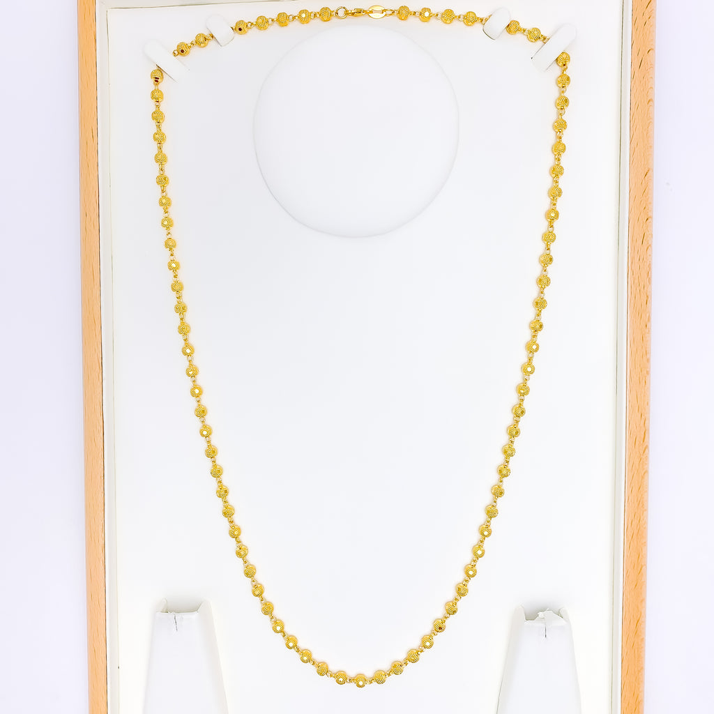 Majestic Ornate Dotted 22k Gold Long Chain - 28" – Andaaz Jewelers