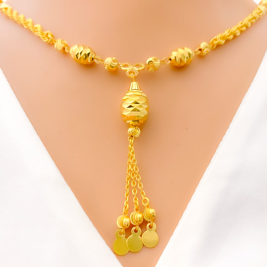 Impressive Twisty Rope 21k Gold Long Necklace – Andaaz Jewelers