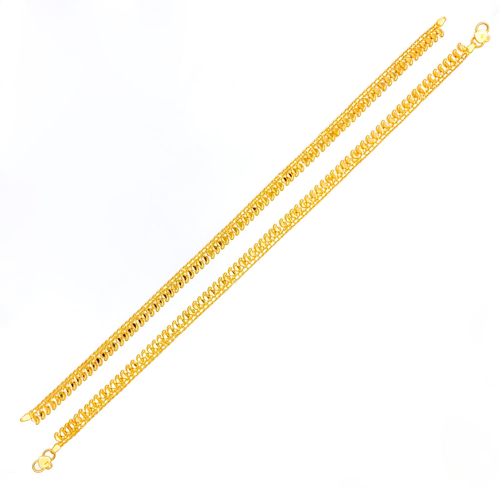 Delightful Traditional Paisley 22K Gold Anklet Pair – Andaaz Jewelers