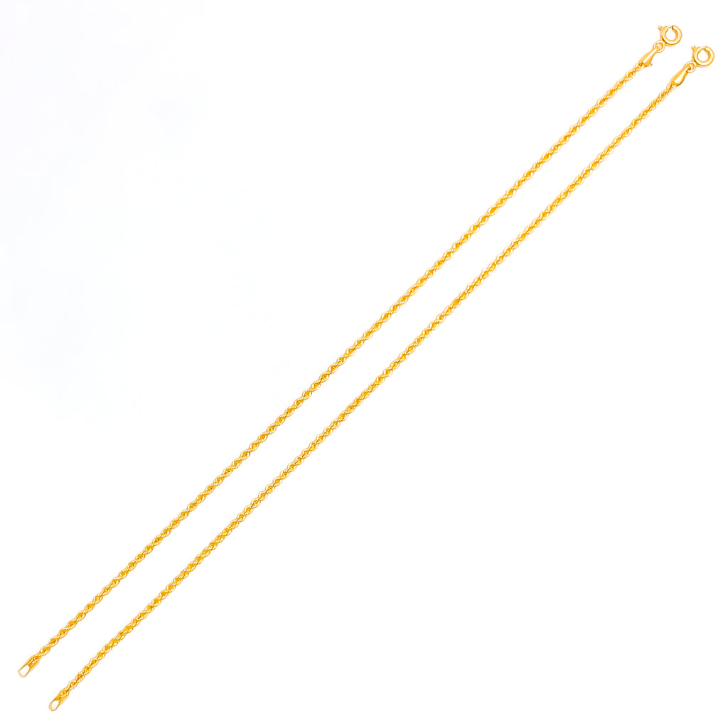 Trendy Lightweight 22K Gold Rope Anklet Pair – Andaaz Jewelers