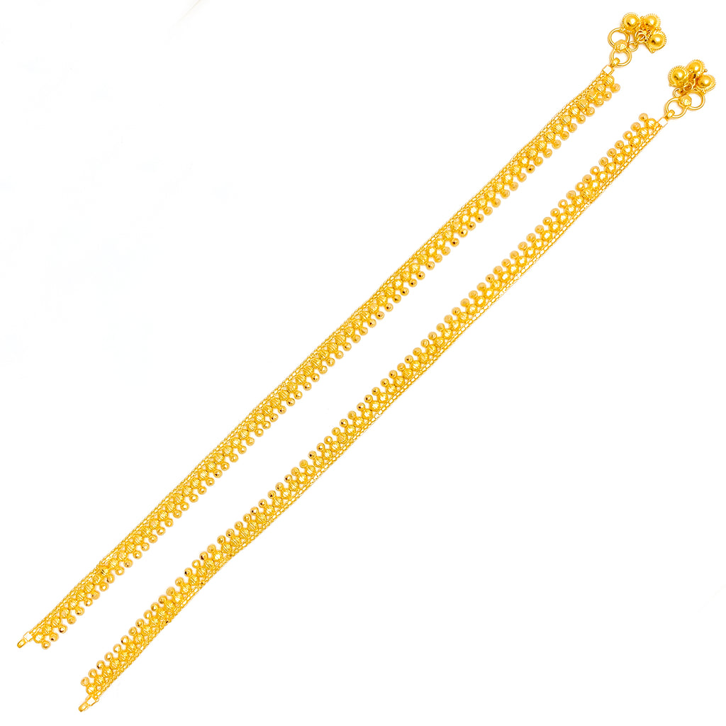 Glistening Extravagant 22K Gold Motif Anklet Pair – Andaaz Jewelers