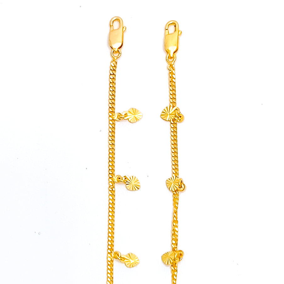 Dainty Reflective Heart 22K Gold Anklets – Andaaz Jewelers