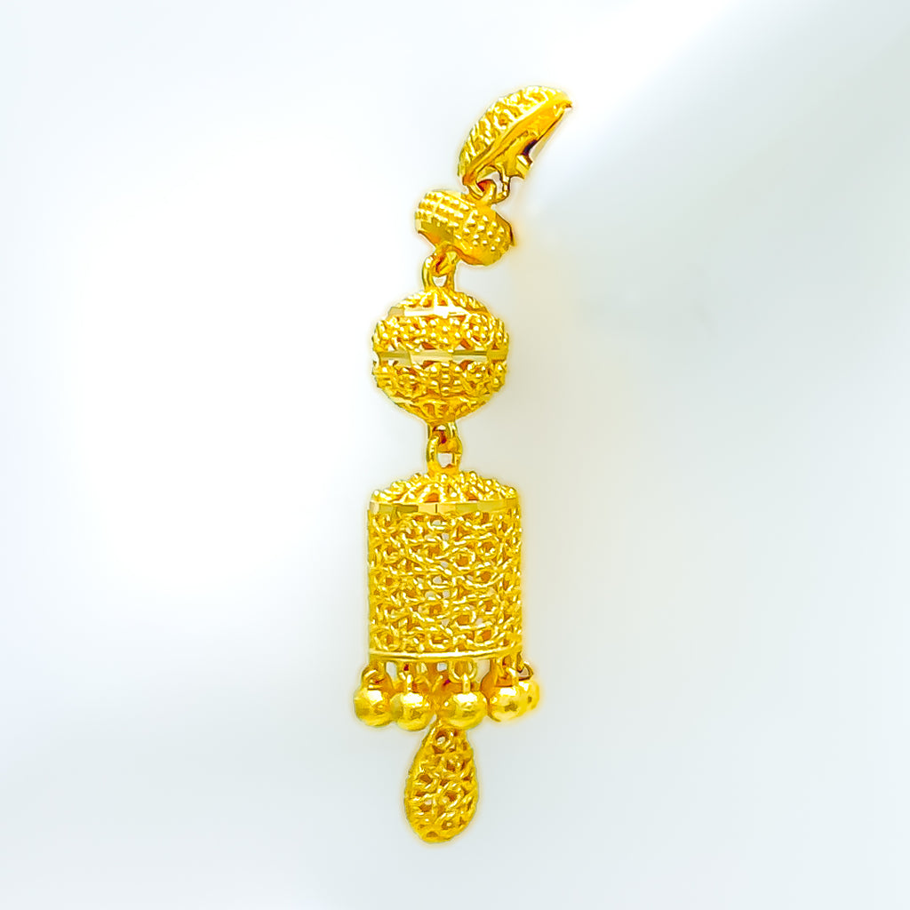 Glistening Dangling 22k Gold Earrings – Andaaz Jewelers