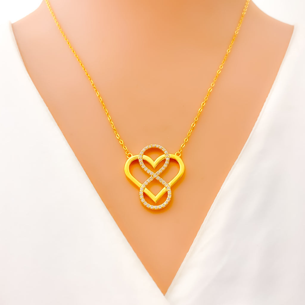 Unique Infinite Heart 21k Gold CZ Necklace – Andaaz Jewelers