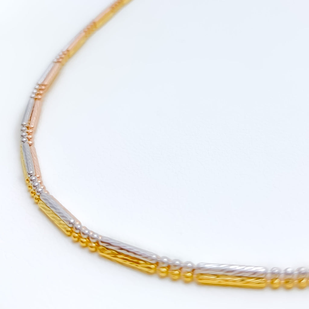 Alternating Beaded Three Tone 22K Gold Chain - 20" – Andaaz Jewelers